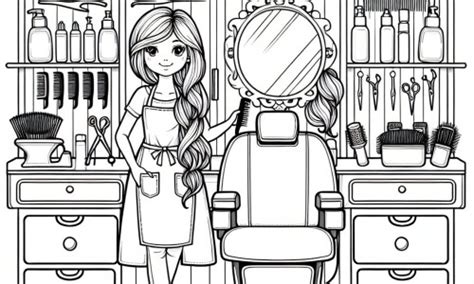 Coloring Page Of A Modern Female Hairdresser Download Or Print For Free