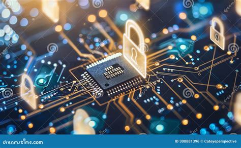 Processor And Motherboard Cyber Security Concept Stock Illustration Illustration Of Concept