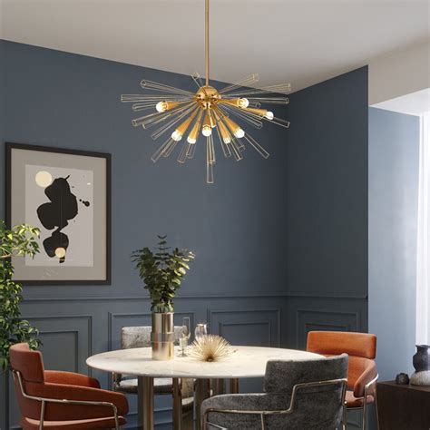 Fine Maker 9 Light Gold Sputnik Mid Century Flush Mount Ceiling Light