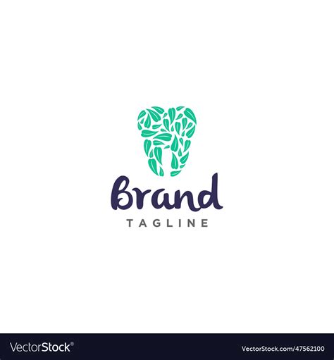 Natural Tooth Leaf Logo Design Royalty Free Vector Image