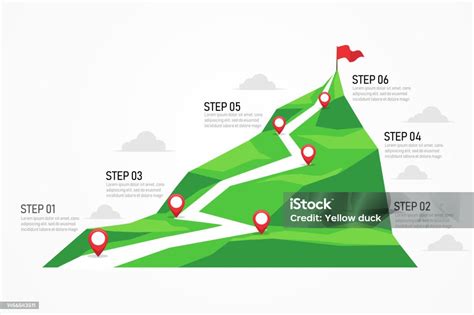Path On Mountain Infographic To Success Six Step Mountain Business