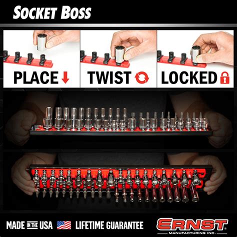 Ernst Manufacturing 8482 Socket Boss 3 Rail Multi Drive Socket Organizer Ernst Manufacturing 8482 Socket Boss 3 Rail Multi Drive Socket Organizer