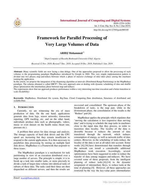 Pdf Framework For Parallel Processing Of Very Large Volumes Of Data