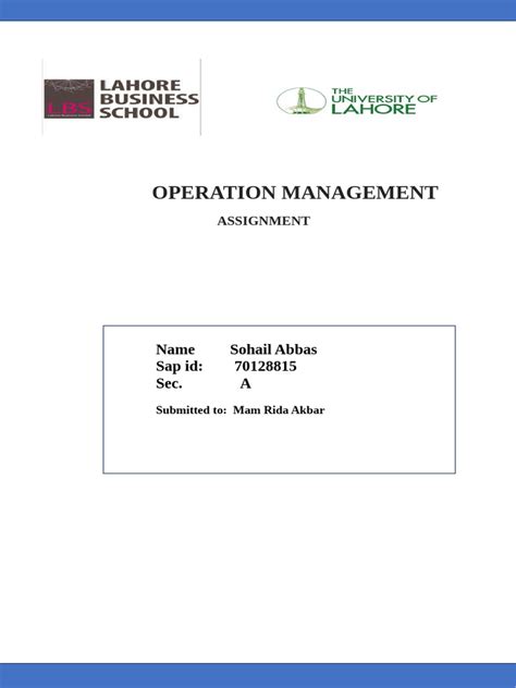 Assignment Om Sohail Pdf Six Sigma Workforce Productivity