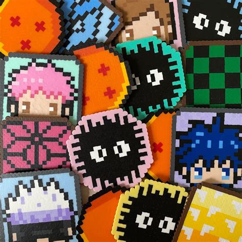 Pixel Anime Coasters Etsy Anime Dessous De Verre Creations