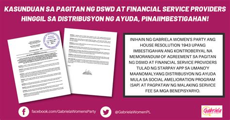 Kasunduan Sa Pagitan Ng Dswd At Gabriela Womens Party