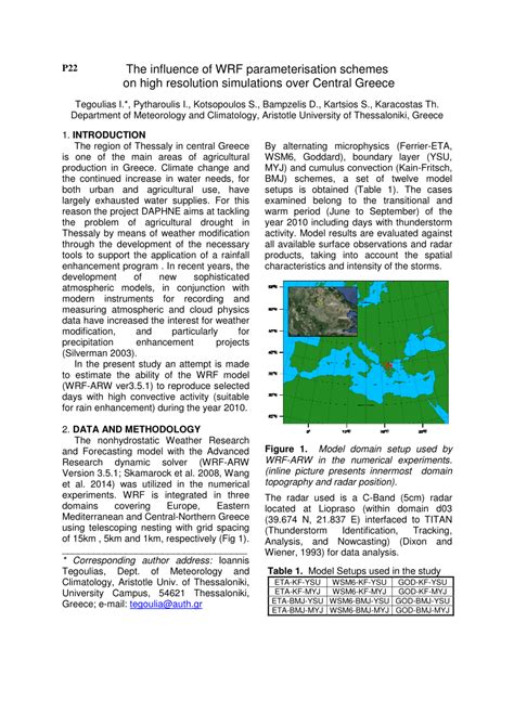 Pdf The Influence Of Wrf Parameterisation Schemes On High Resolution