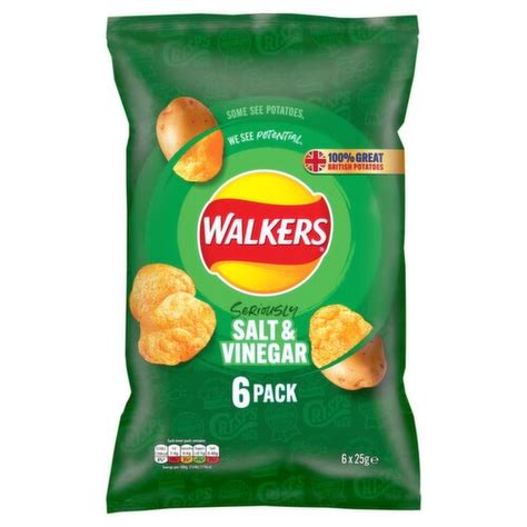 Walkers Salt And Vinegar Multipack Crisps 6x25g Dunnes Stores