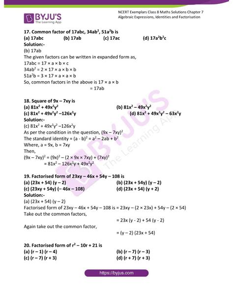 Ncert Exemplar Class 8 Maths Solutions Chapter 7 Algebraic
