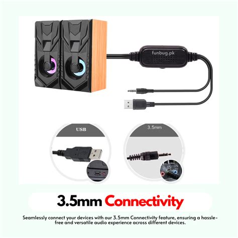Super Quality Wooden Speaker For Pc Laptop Usb Mm Wired Multimedia Rgb Dual Gaming