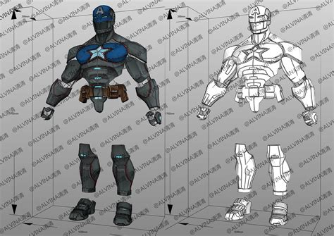3d Model Captain America Armor Diy Cosplay Pepakura Foam Template Vr