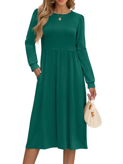 Fantaslook Long Sleeve Midi Dresses For Women Casual Floral Dress Flowy