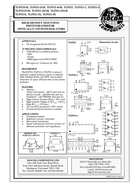High Density Optically Coupled Isolators Pdf Transistor Bipolar
