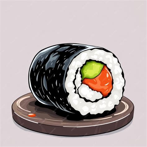 A Drawing Of A Sushi With A Piece Of Sushi On It Premium Ai Generated