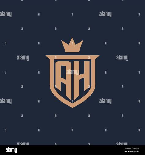 Ah Monogram Initial Logo With Shield And Crown Style Design Ideas Stock