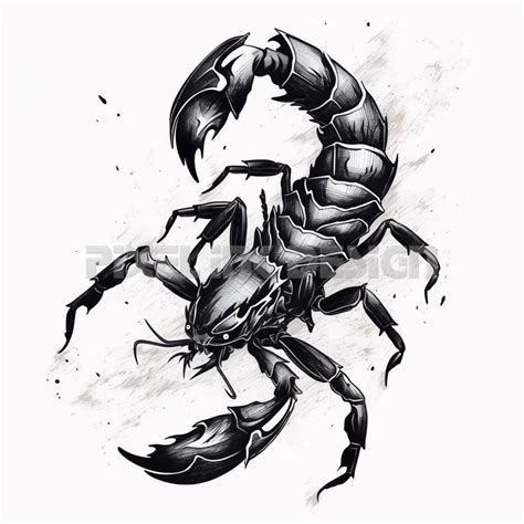 Scorpion Tattoo Design Detailed High Resolution Digital Art On White