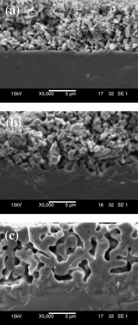 Sem Micrographs Of The Nd 0 6 Sr 0 4 Co 0 8 Mn 0 2 O 3−δ Cathode Lsgm