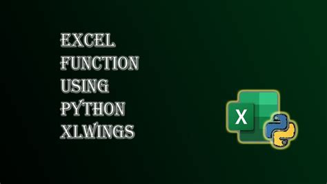 Excel Function Using Python Xlwings Youtube