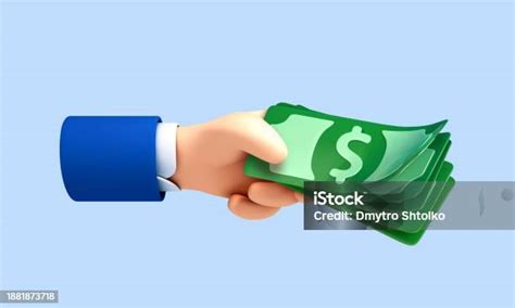 3d Cartoon Hand Holds Dollar Bills Concept Of Financial Operation
