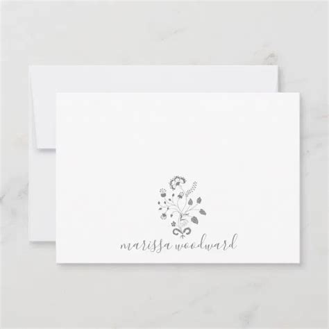 Elegant Floral Vine Script Name Note Card Zazzle