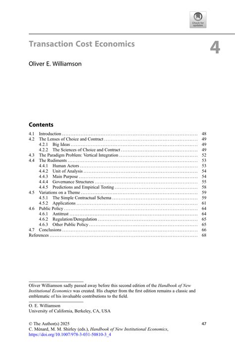 Pdf Transaction Cost Economics