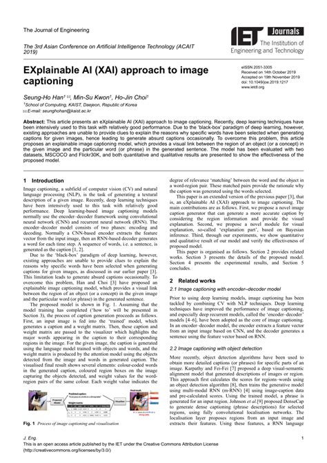 Pdf Explainable Ai Xai Approach To Image Captioning
