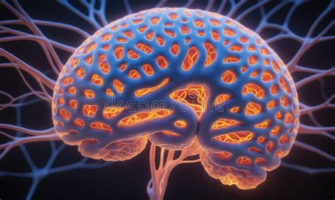 A Detailed 3d Rendering Of A Human Brain Highlighting The Intricate Network Of Neurons Stock