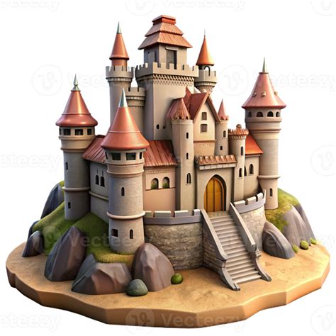 Magnificent Classic Castle On Hilltop Medieval Architecture Cutout High