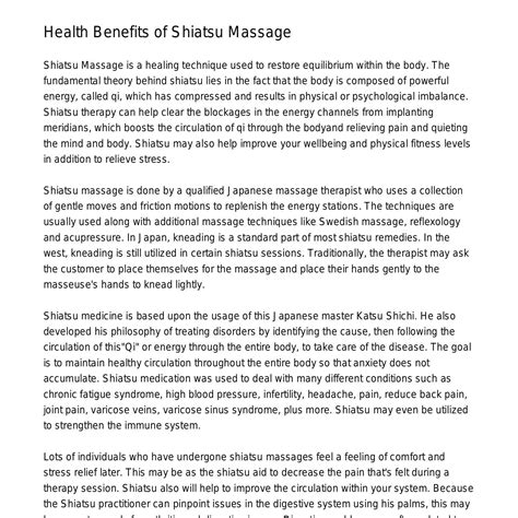 Health Benefits Of Shiatsu Massagejgnyapdfpdf Docdroid