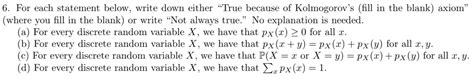 Solved 6 For Each Statement Below Write Down Either True
