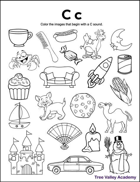Letter C Sound Worksheets Tree Valley Academy