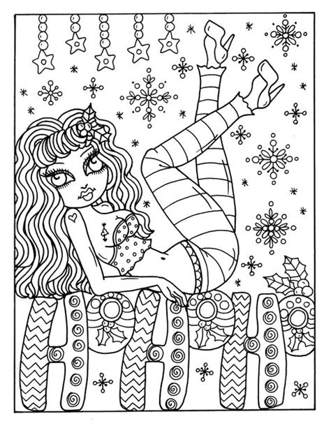 Pin Up Coloring Page Christmas Coloring Page Adult Coloring Page