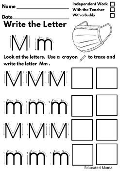 Letter Mm Alphabet Identification And Writing Worksheet By Educated Mama