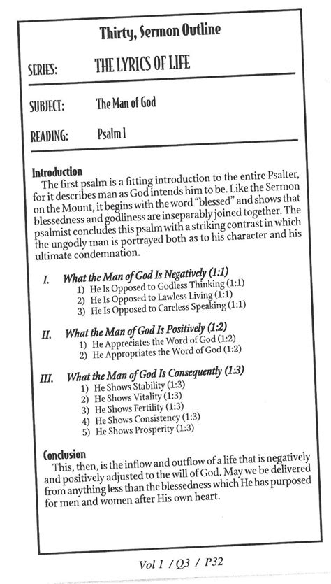 Sermon Outline Psalm 1 — The Man Of God
