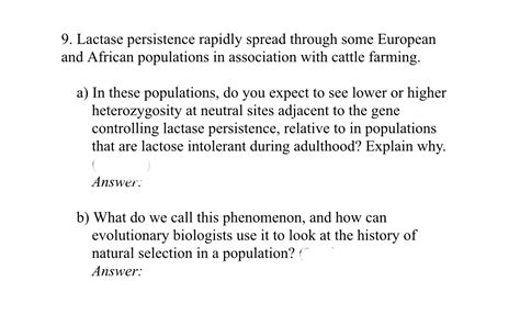 Solved Lactase Persistence Rapidly Spread Through Some