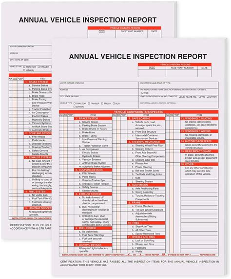 50 Pack Annual Vehicle Inspection Report Form Australia Ubuy