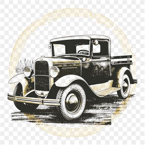 Premium Psd Psd Antique Farm Truck Ford Model A With Mustard Yellow Monochro Tattoo Clipart