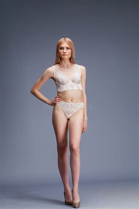 Fashion Shoot Of Young Woman In White Lingerie Stock Image Image Of
