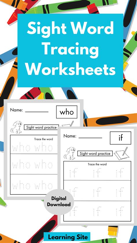 Sight Word Tracing Worksheets Learning Sites Tracing Worksheets