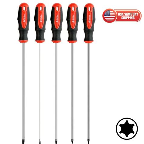 12 300mm T15 T30 5 Piece Extra Long Star Torx Magnetic Screwdrivers