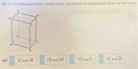 Solved In The Rectangular Prism Shown Below Which Lines Are
