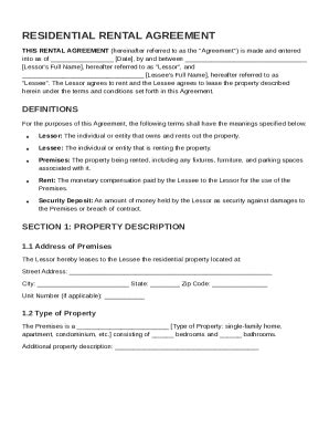 Rental Agreement Template Fill And Sign Printable Template Online