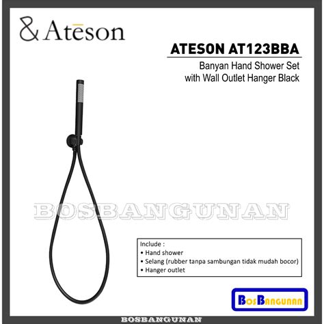 Jual Jet Shower Set Ateson At123bba Banyan Hand Shower Set With Wall Outlet Hanger Black