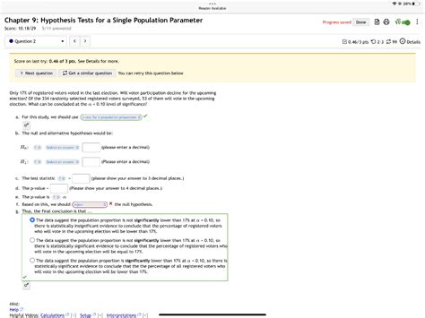Solved Chapter 9 Hypothesis Tests For A Single Population