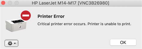 Printer Will Not Print Critical Printing Error Hp Support