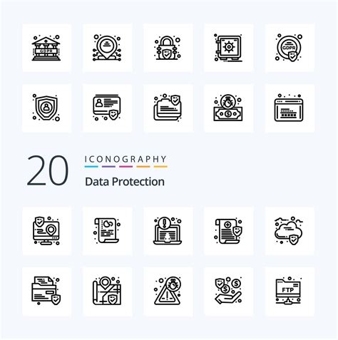 20 Data Protection Line Icon Pack Like Cloud Privacy Privacy Data