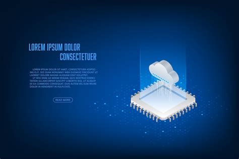 Premium Vector Vector Isometric Cloud Storage With Cpu Microchip Digital And Technology Concept