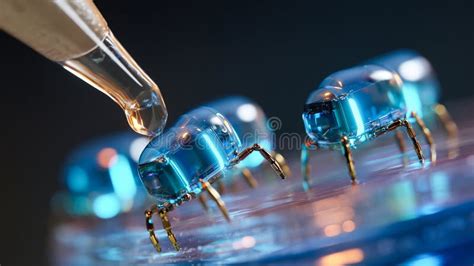 photorealistic image of nanobots being introduced into the mouth stock