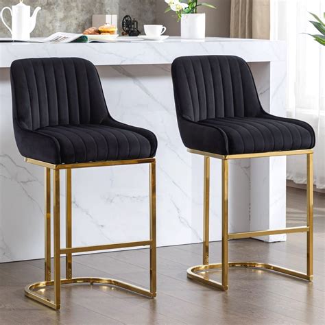 Rocity Black And Gold Counter Height Bar Stools Set Of 2