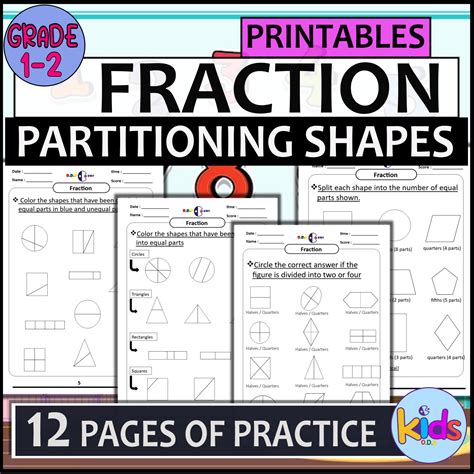 Fractions Worksheets Partitioning Shapes And Beginning Fractions Made